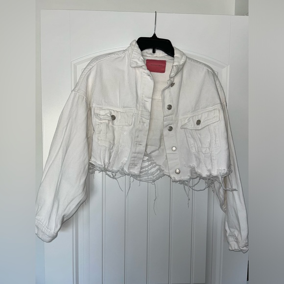 Signature | Jackets & Coats | Signatures White Ripped Cropped Jean ...
